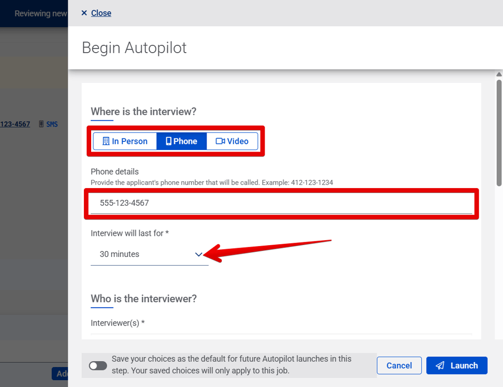 Scheduling interviews using Autopilot